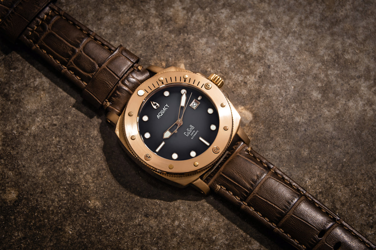 Buy Aquacy Bronze CuSn8 Series Automatic Men's 200m Watch 44mm Black ...