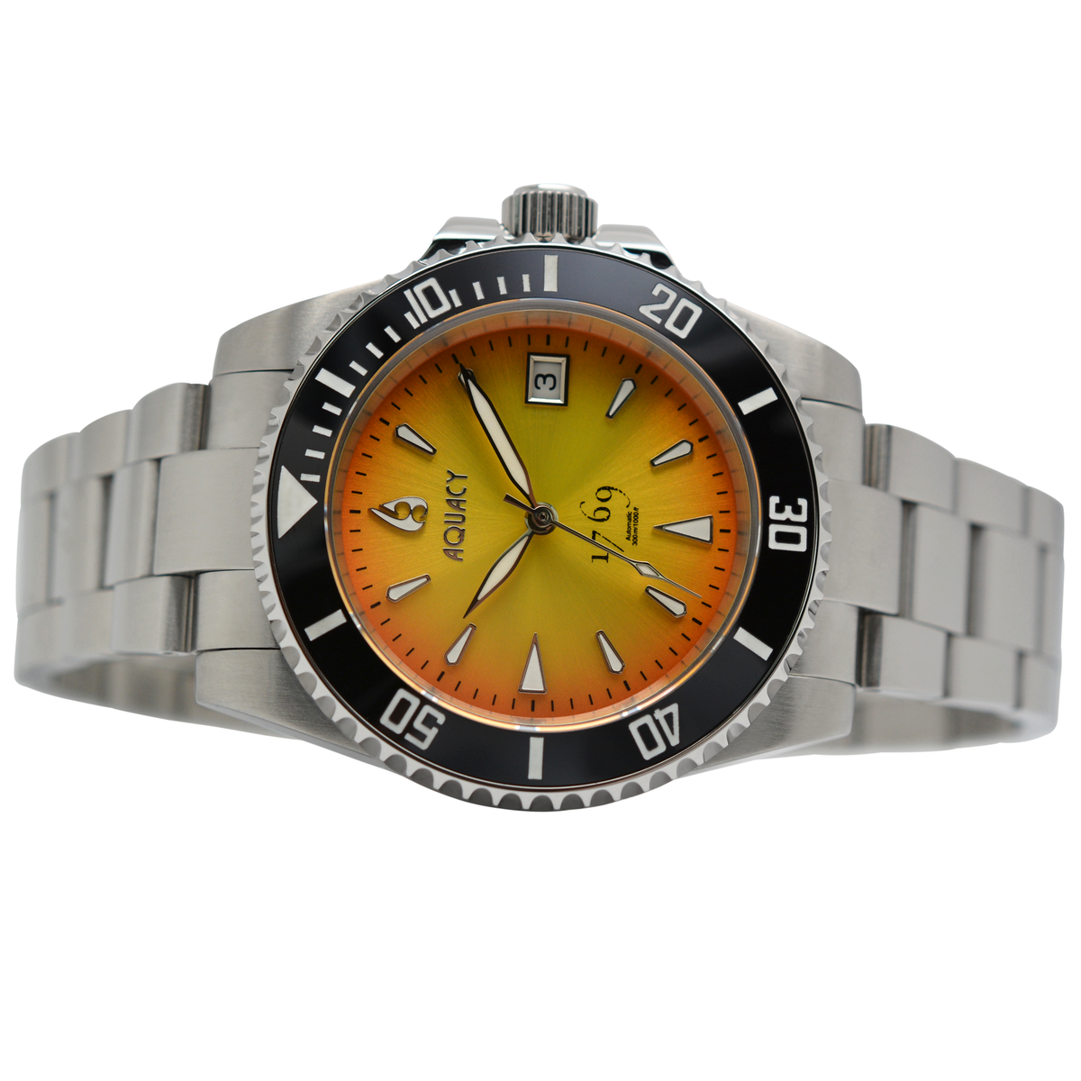 Aquacy Automatic Miyota 9015 1769.OY.B.S Vintage Orange/Yellow Sunray ...