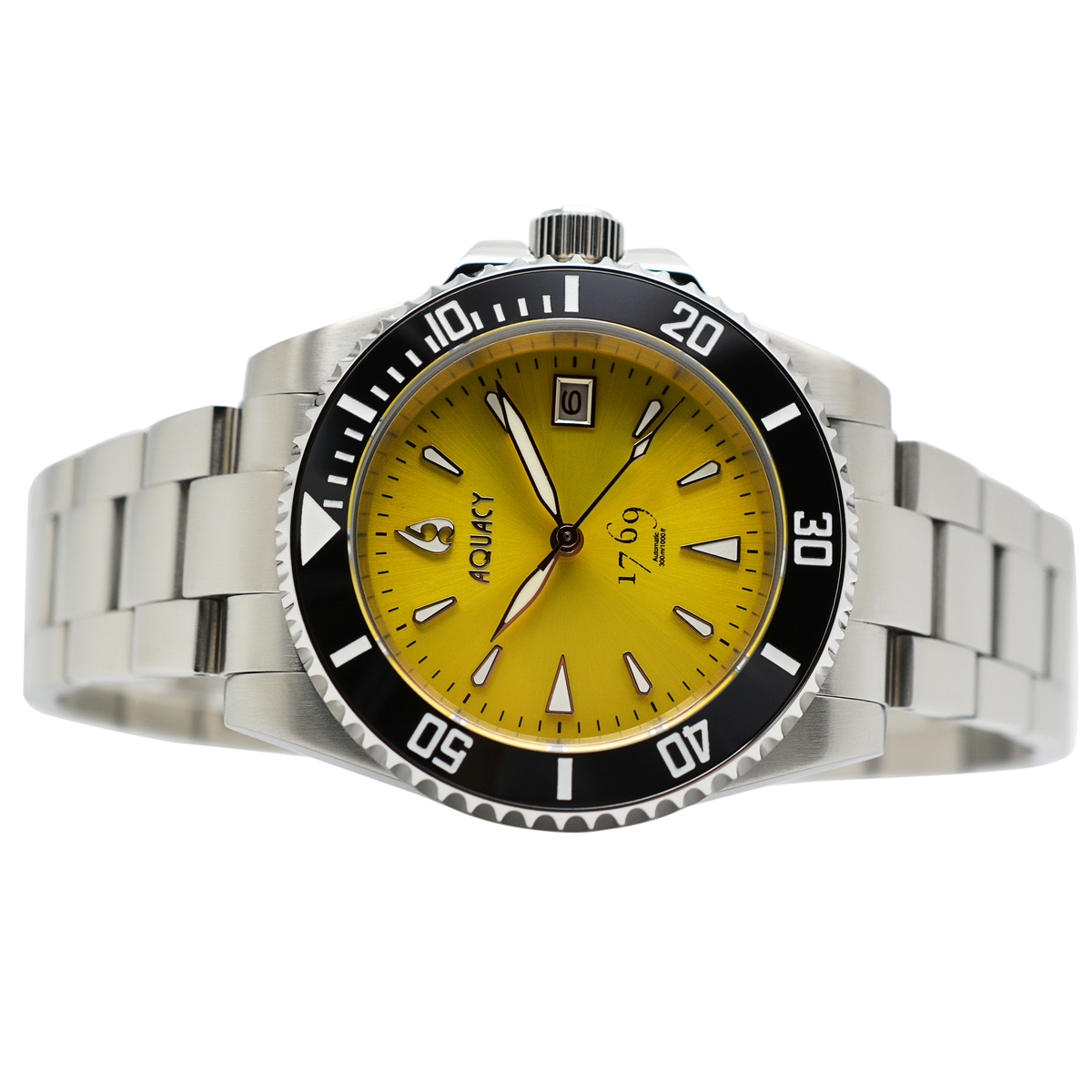 Aquacy Automatic ETA 2824-2 Swiss 1769.Y.B.S.ET Sunburst Yellow Dive ...